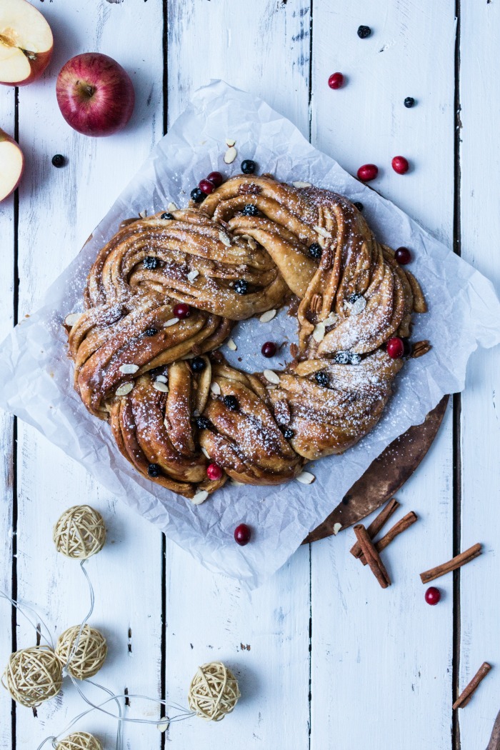Festive Caramel Apple Cinnamon Roll Wreath - We're Parents